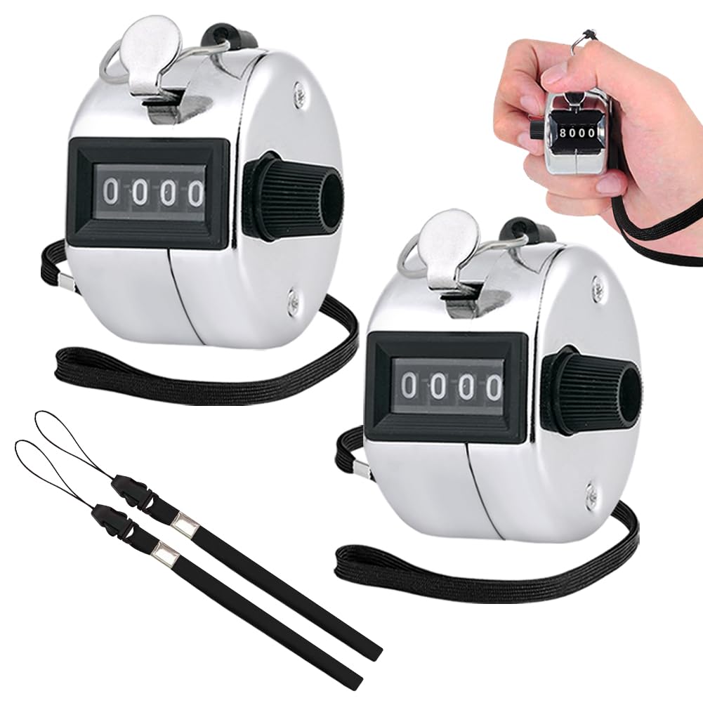 On Tracker 2 pcs Hand Tally Counter, 4 Digit Number Resettable Handheld ...