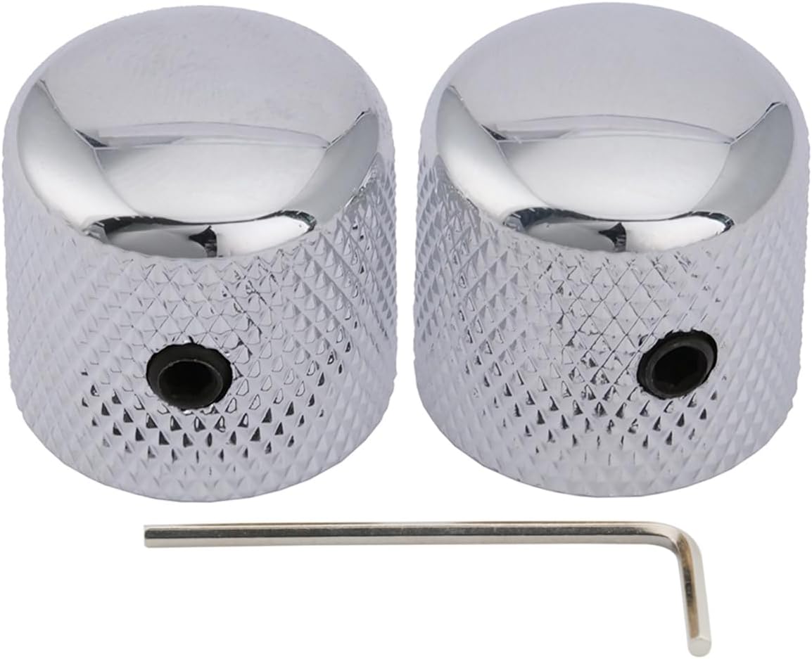 Amazon.com: KAISH Set of 2 Chrome Metal Guitar Dome Knobs Bass Knob ...