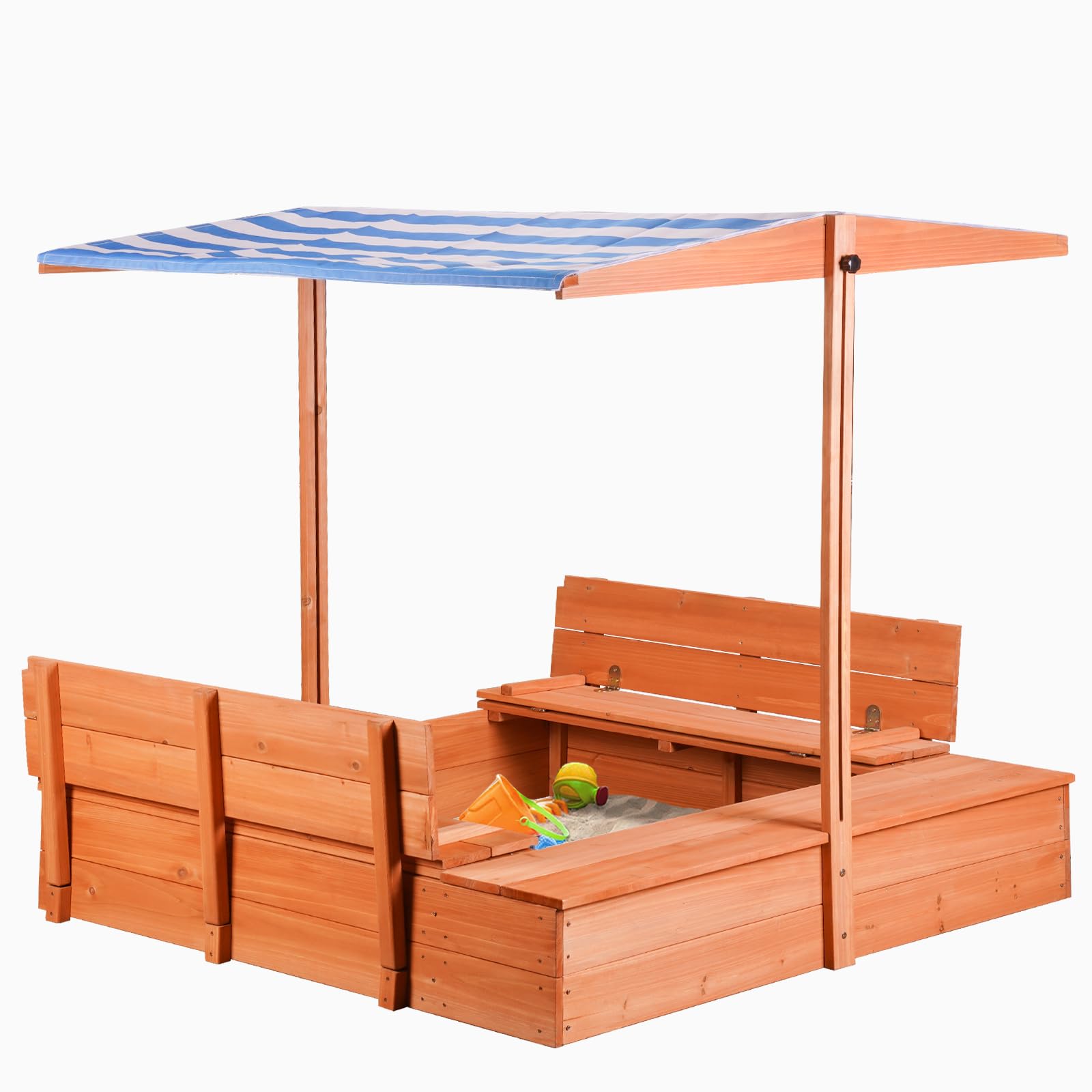 Amazon.com: Kids Wooden Outdoor Sandbox with Cover，Sand Boxes with ...