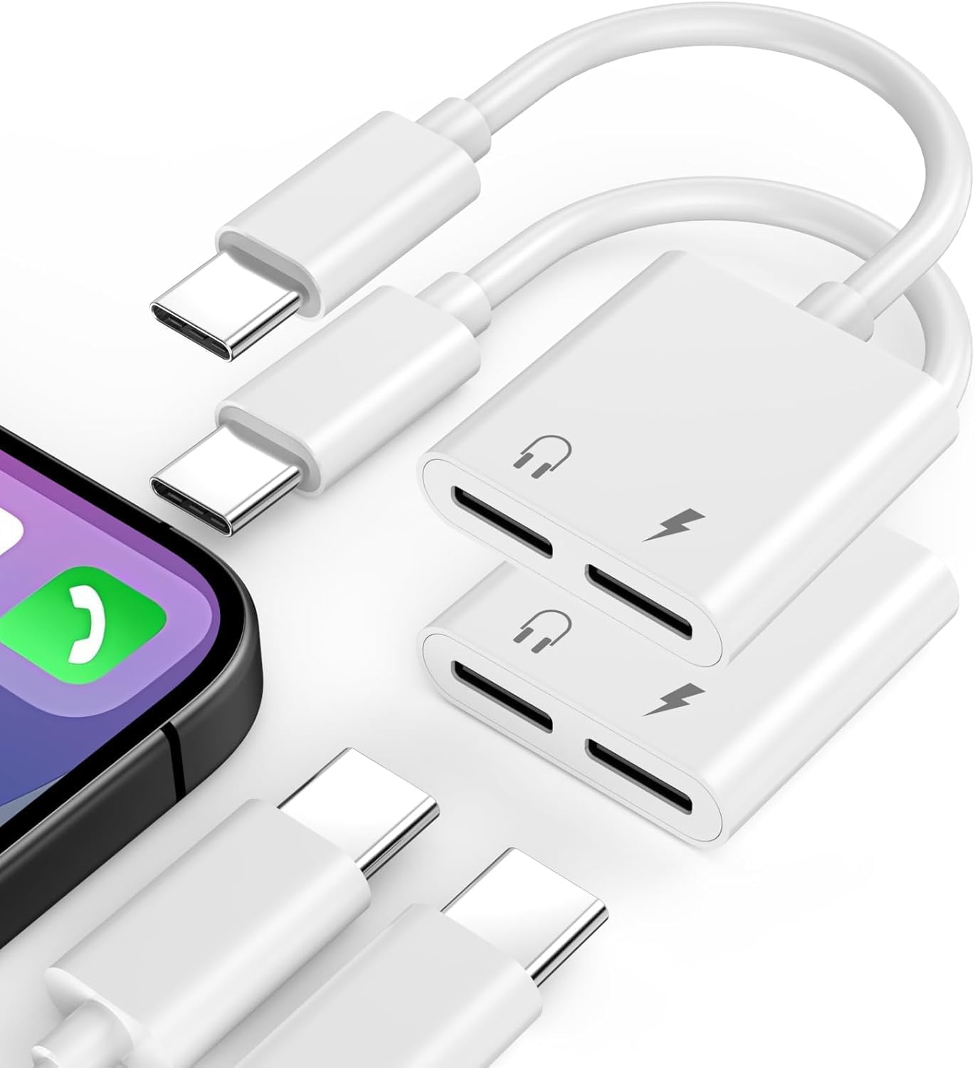 Amazon.com: iPhone 16 Headphone Adapter,2 Pack[MFi Certified]Dual USB C ...
