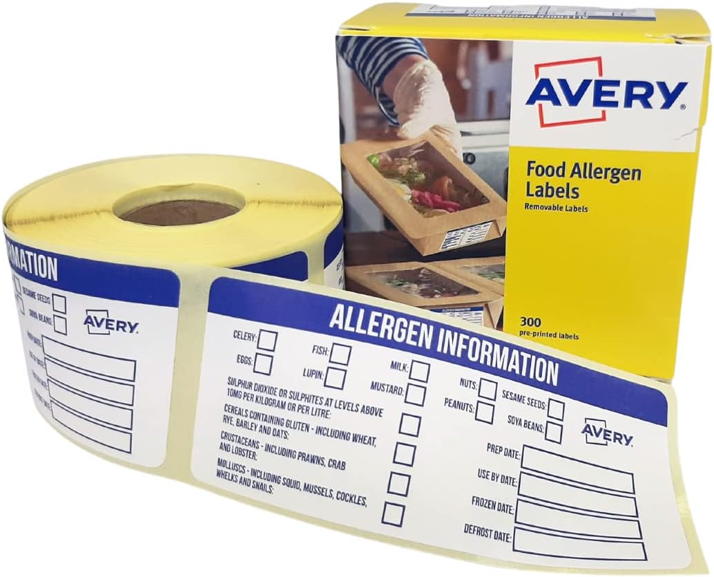 Avery Allergen Labels for Food Packaging – 300 Removable Stickers with ...