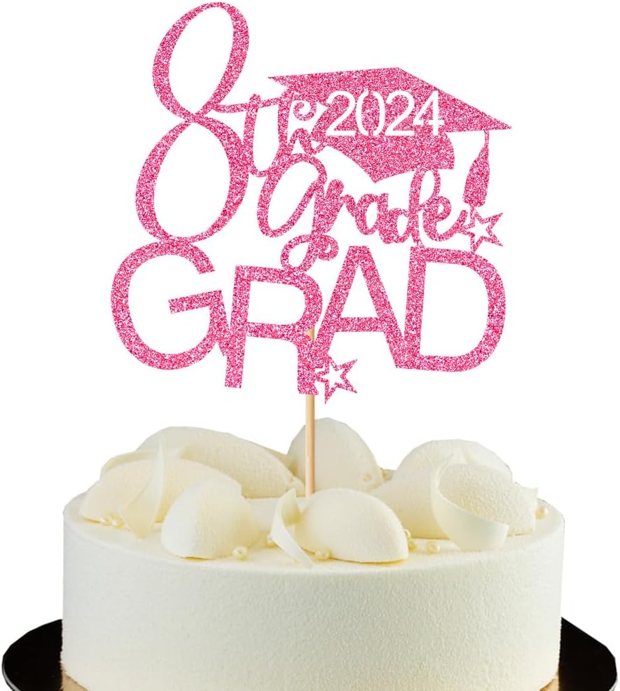 Amazon.com: 1 PCS 8th Grade Grad Cake Topper with Glitter Diploma Cap ...