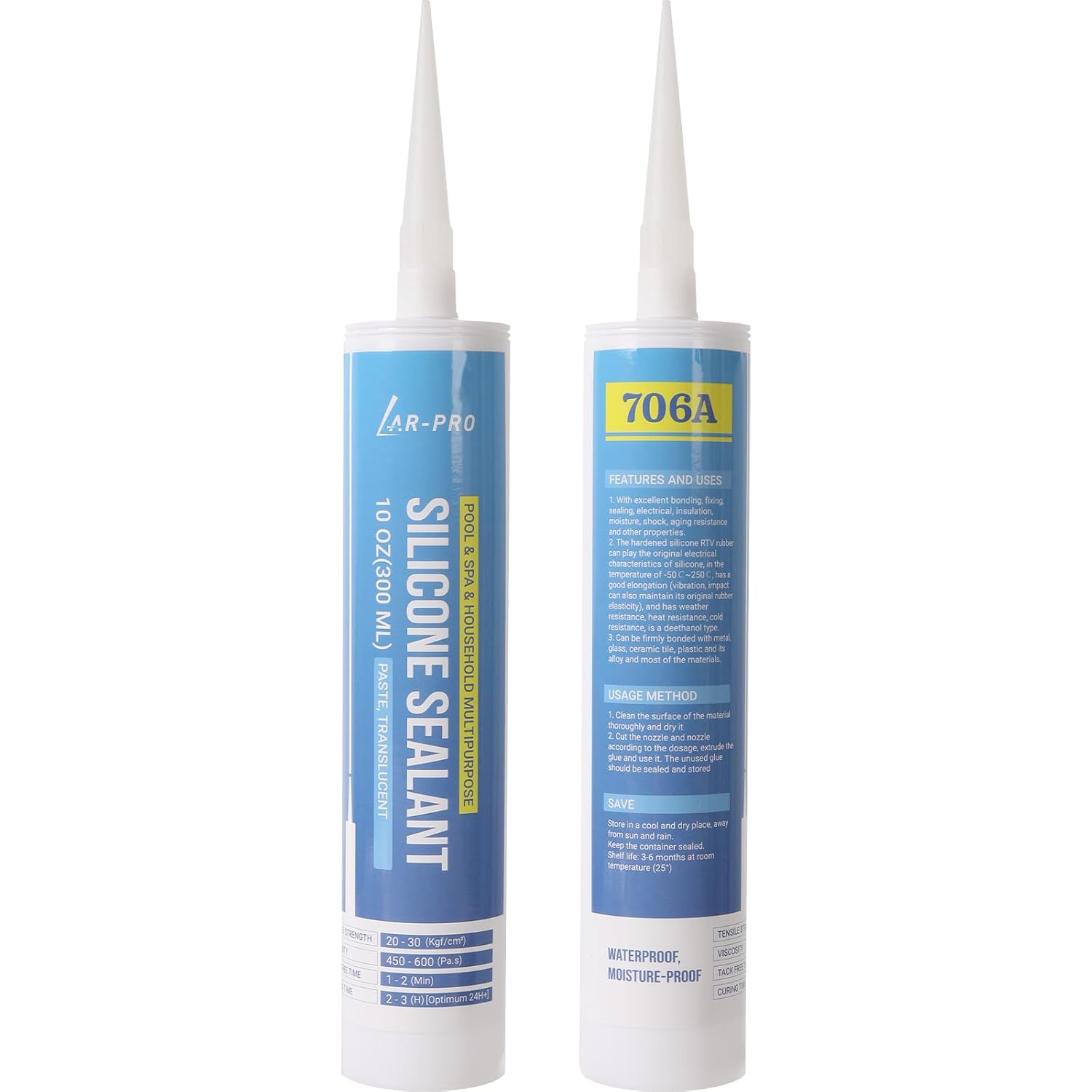 Amazon.com: AR-PRO (2 Pack) 706A Translucent Silicone Sealant - 2 x ...