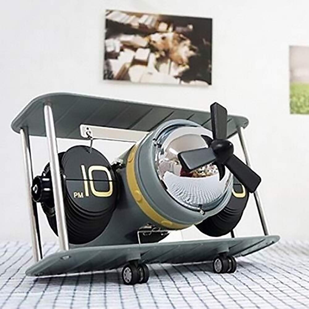 Buy Waniyin Retro Airplane Propeller Propeller Airplane Retro Automatic Balance Flip Clock Table ...