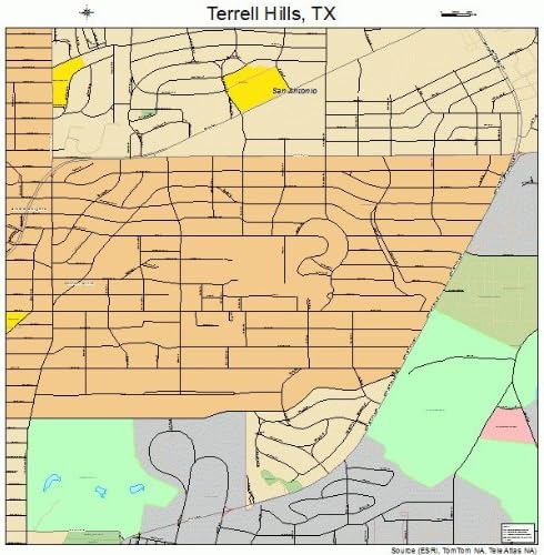Amazon.com: Large Street & Road Map of Terrell Hills, Texas TX ...