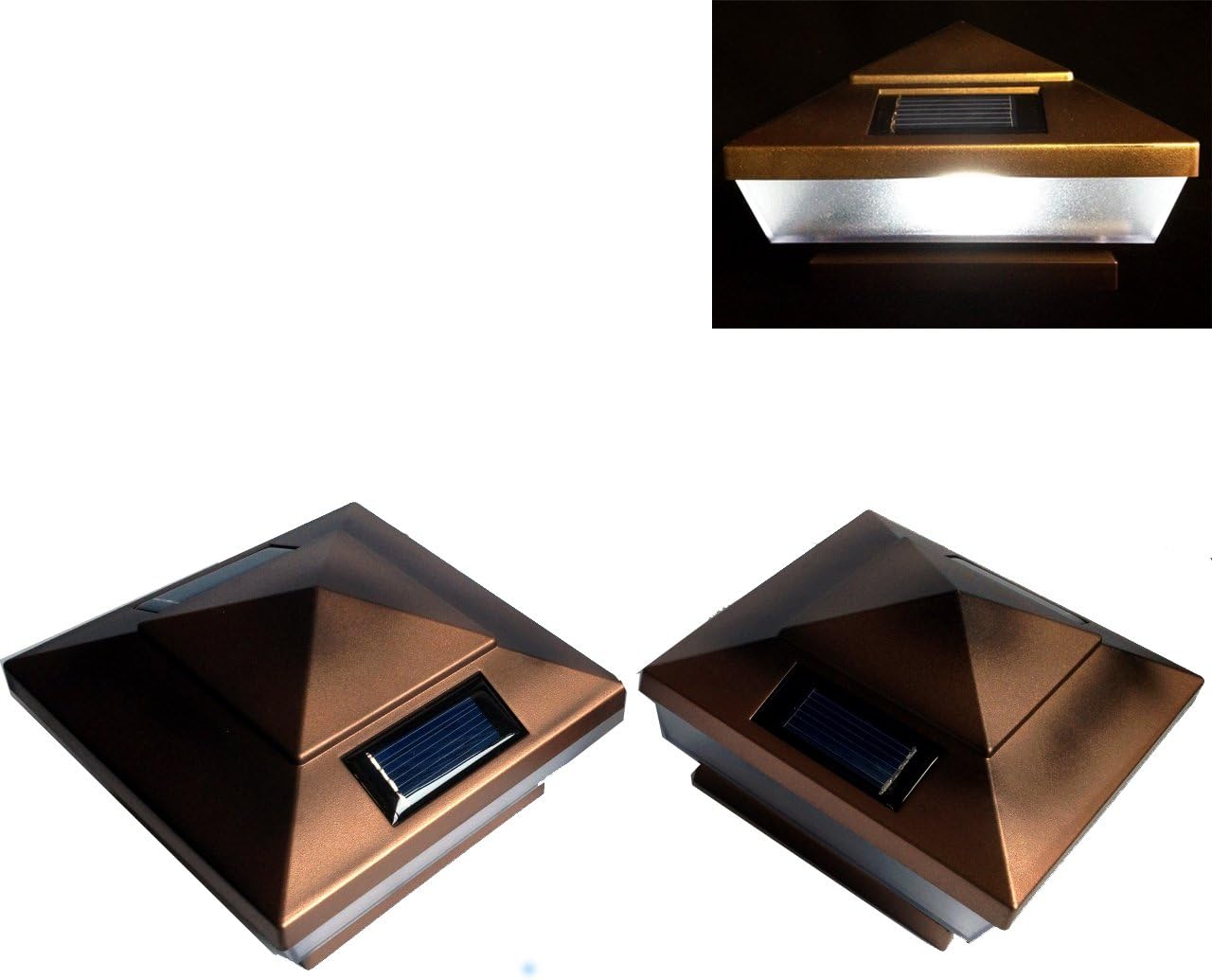 12-pack Garden Solar Copper Post Deck Cap Square Fence Lights 4" X 4 ...