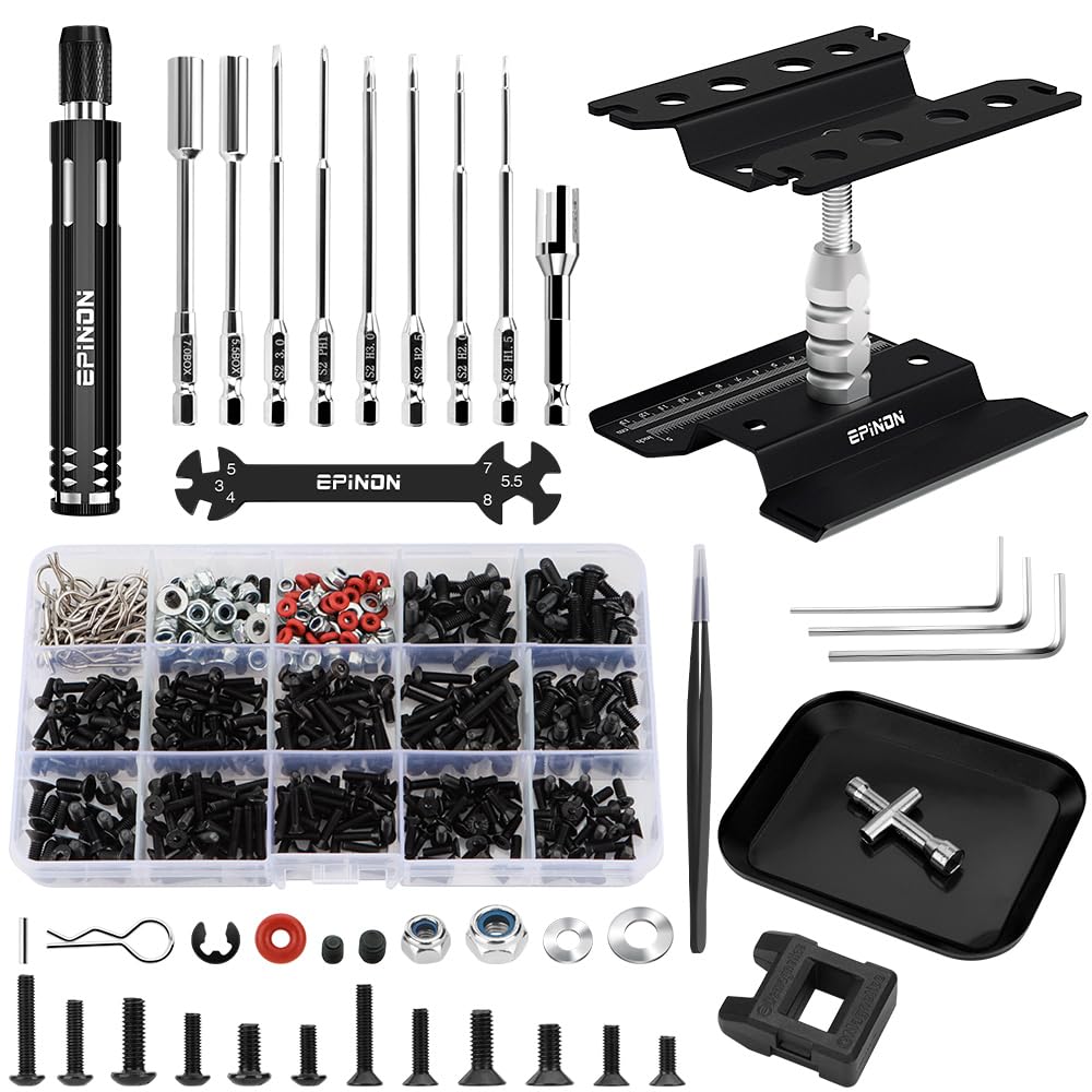 Amazon.com: EPINON RC Car Repair Work Stand Repair Tool Set 360 Degree ...