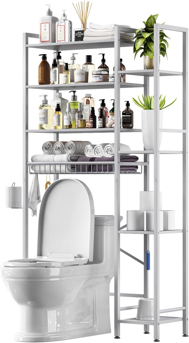 Amazon.com: Kalrin Over-The-Toilet Storage Rack, 4-Tier Bathroom ...