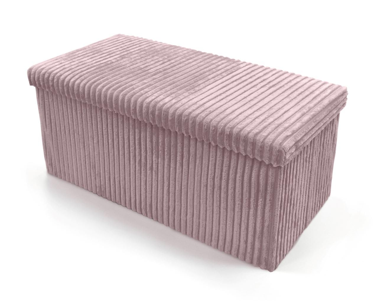 Pink Plush Velvet Ottoman Foldable Storage Box with Lids Large Toy ...