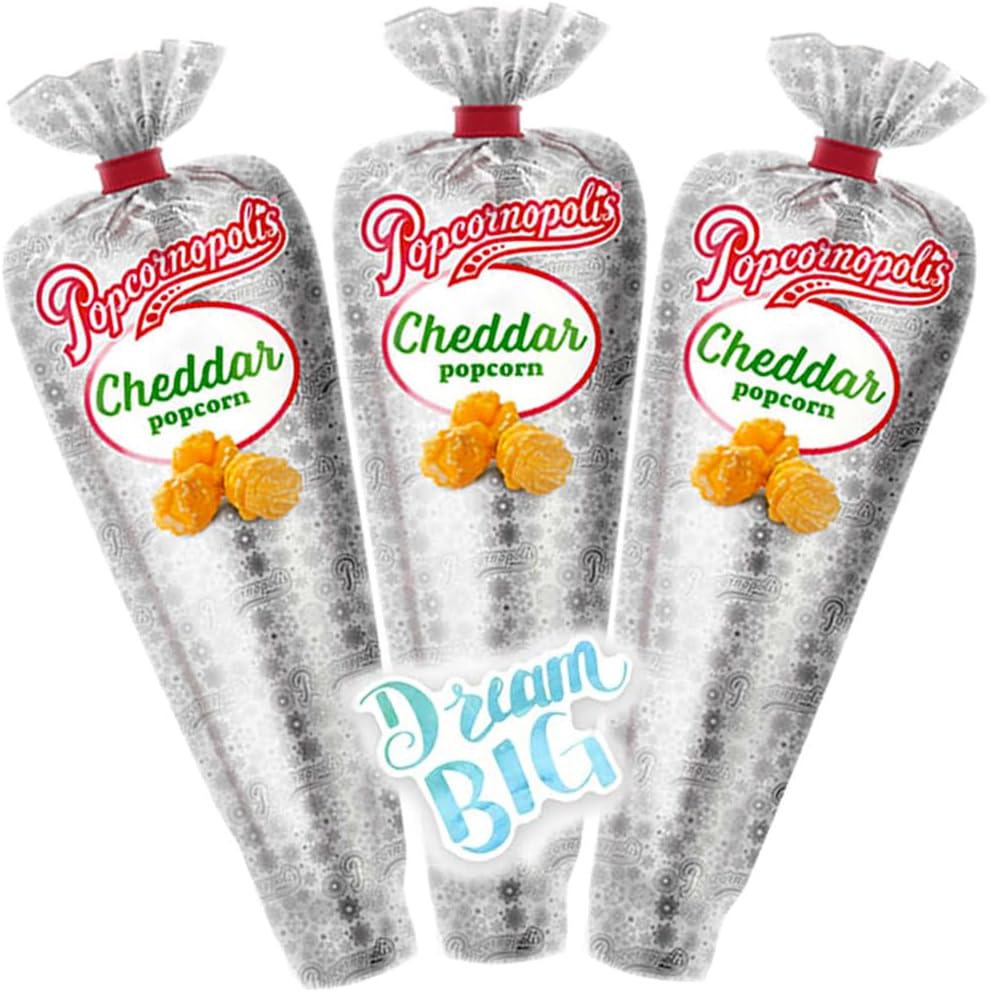 Amazon.com: Popcornopolis Gourmet Popcorn - 3 Cheddar Cheese Mini Cones ...