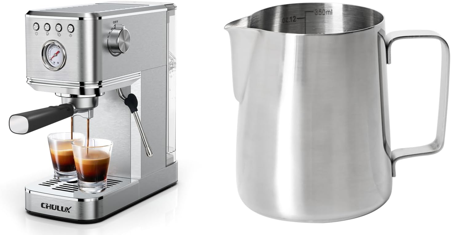 Amazon.com: CHULUX Kom-Pro Espresso Machine with SUS304 12oz Milk ...