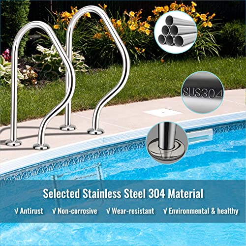 CIRCIR Stainless Steel Swimming Pool Handrail Swimming Pool Spa Deck ...