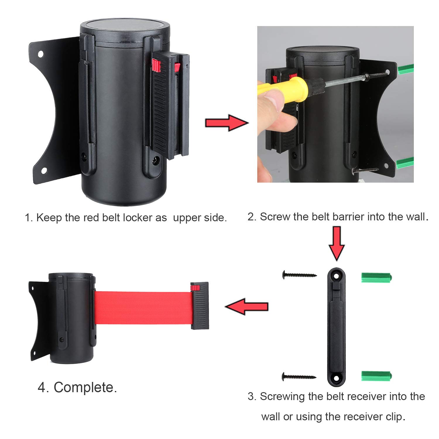 Snapklik.com : Black Wall Mounted Crowd Control Retractable Belt Safety ...