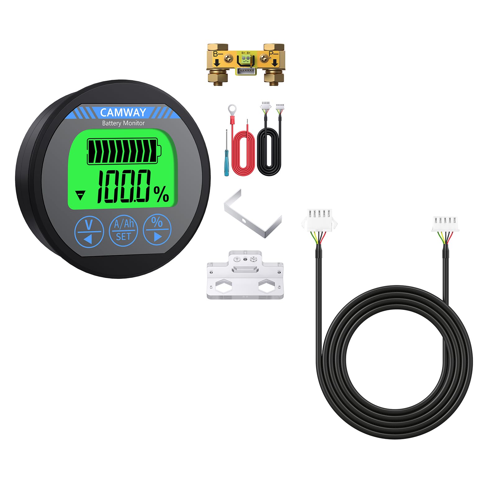 Amazon.com: CAMWAY Battery Monitor with Shunt+16 Feet/5M Shielded Cable ...
