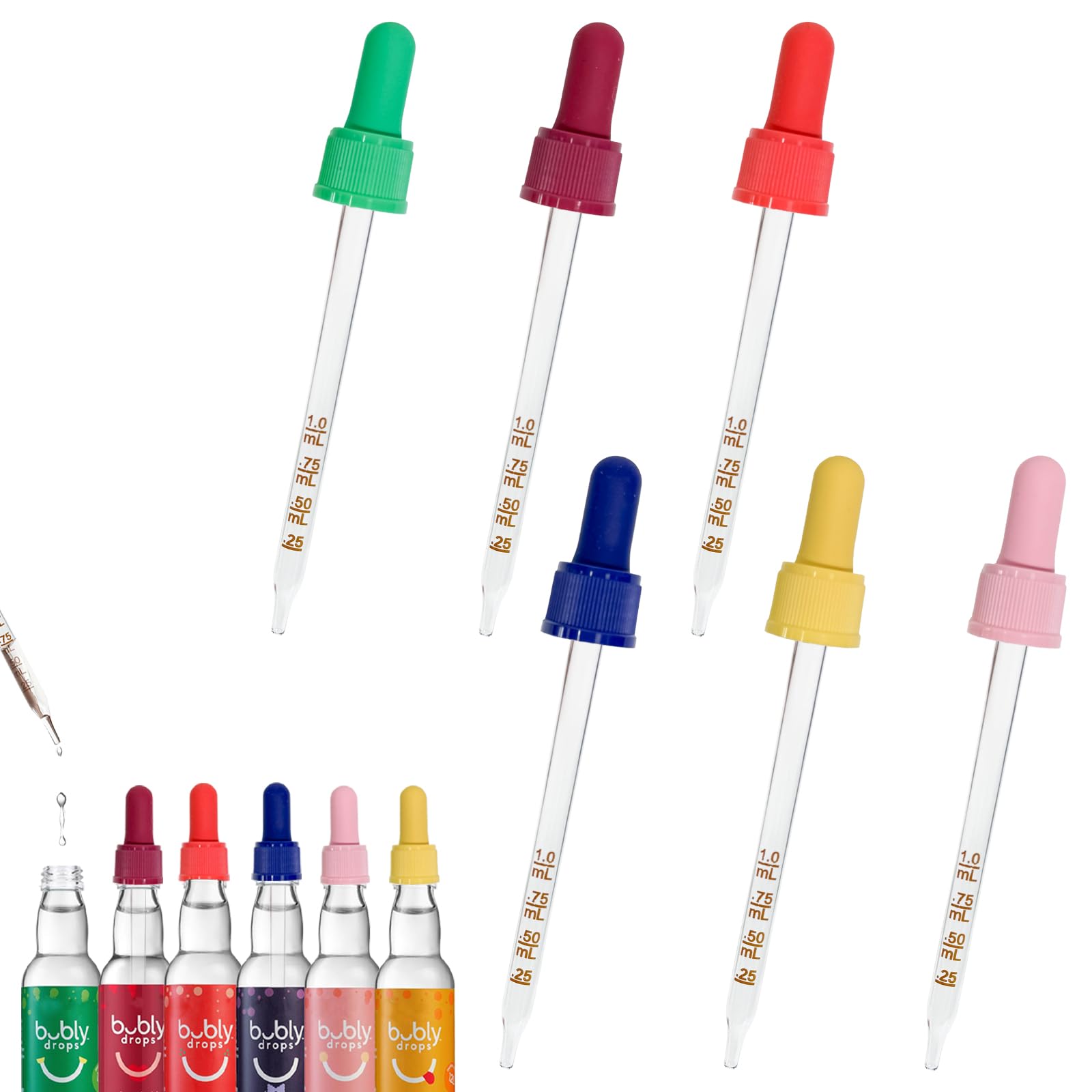 Glass Pipettes For Bubly Drops 6-Pack Glass Dropper Pipettes For ...