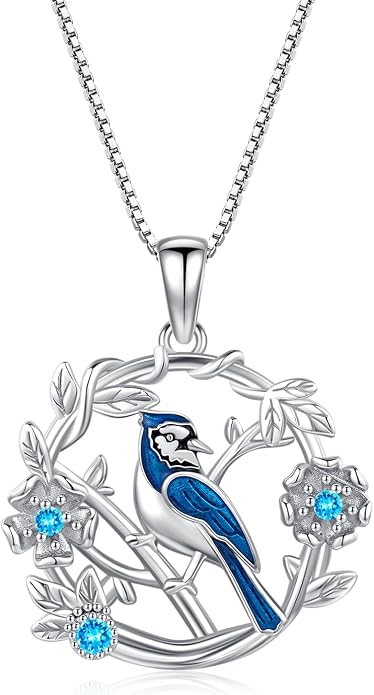 Amazon.com: SOESON Blue Jay Necklace 925 Sterling Silver Bird Necklace ...