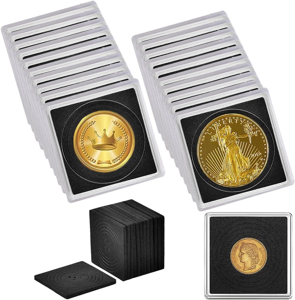 Amazon.com : 60 Pack Coin Cases for Collectors, Plastic Coin Display ...