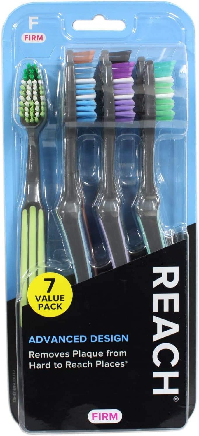 Amazon.com : Reach Advanced Design Toothbrush, Firm Bristles, 7 Count ...