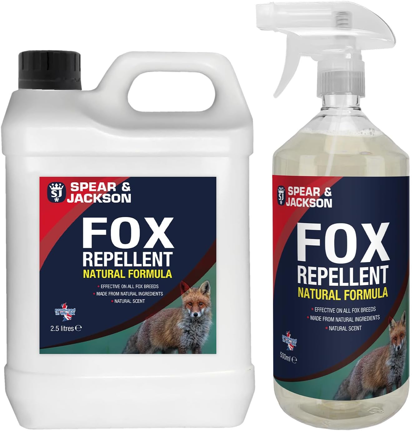 Spear & Jackson Fox Repellent Spray 500ml and 2.5 Litre Refill, Garden ...