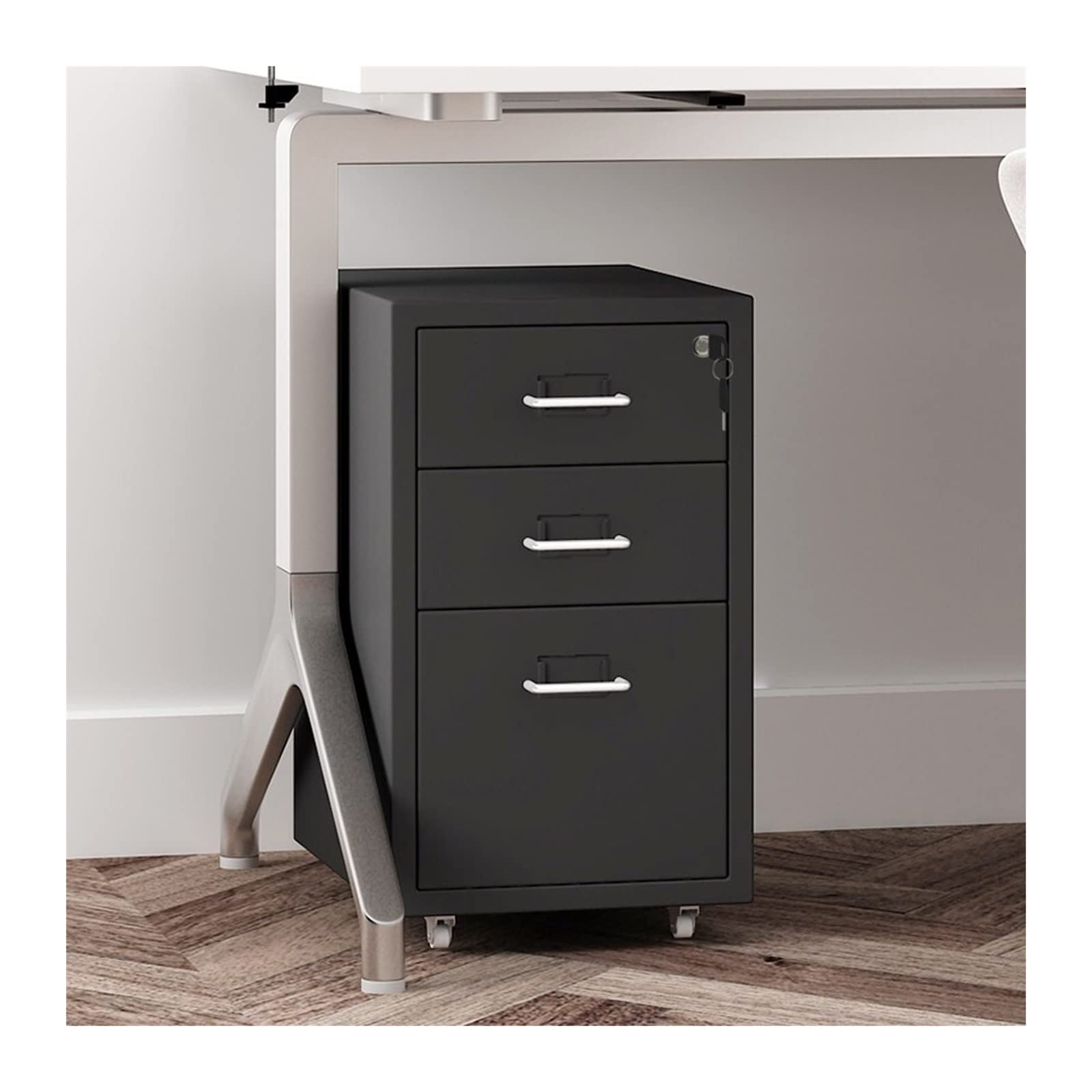 Locking Storage Cabinet 3-Drawer Mobile File Cabinet On Wheels – Fully ...
