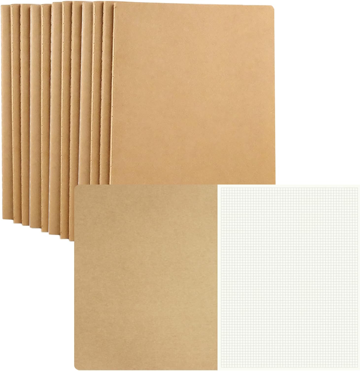 Amazon.com : MoMaek 12 Pack Lined Notebook Kraft Brown Cover Journal ...