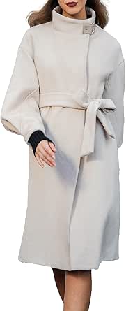 Amazon.com: SDEER Women's Long Wool Coat H shaped High Collar Puff ...