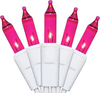Amazon.com: MULTI-SPARKING Pink Christmas Lights 35 Count ...