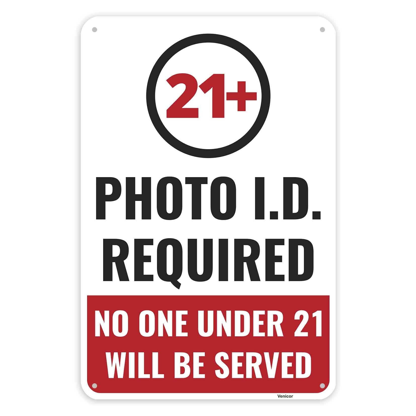 Amazon.com: 1PC 21+ Photo ID Required Sign, 12 x 8 Inches - Aluminum ...