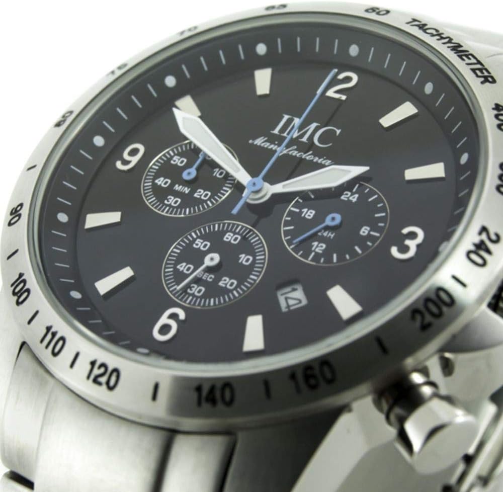 IMC Herren-Armband-Uhr Chronograph Edelstahl Datumanzeige Stoppfunktion ...
