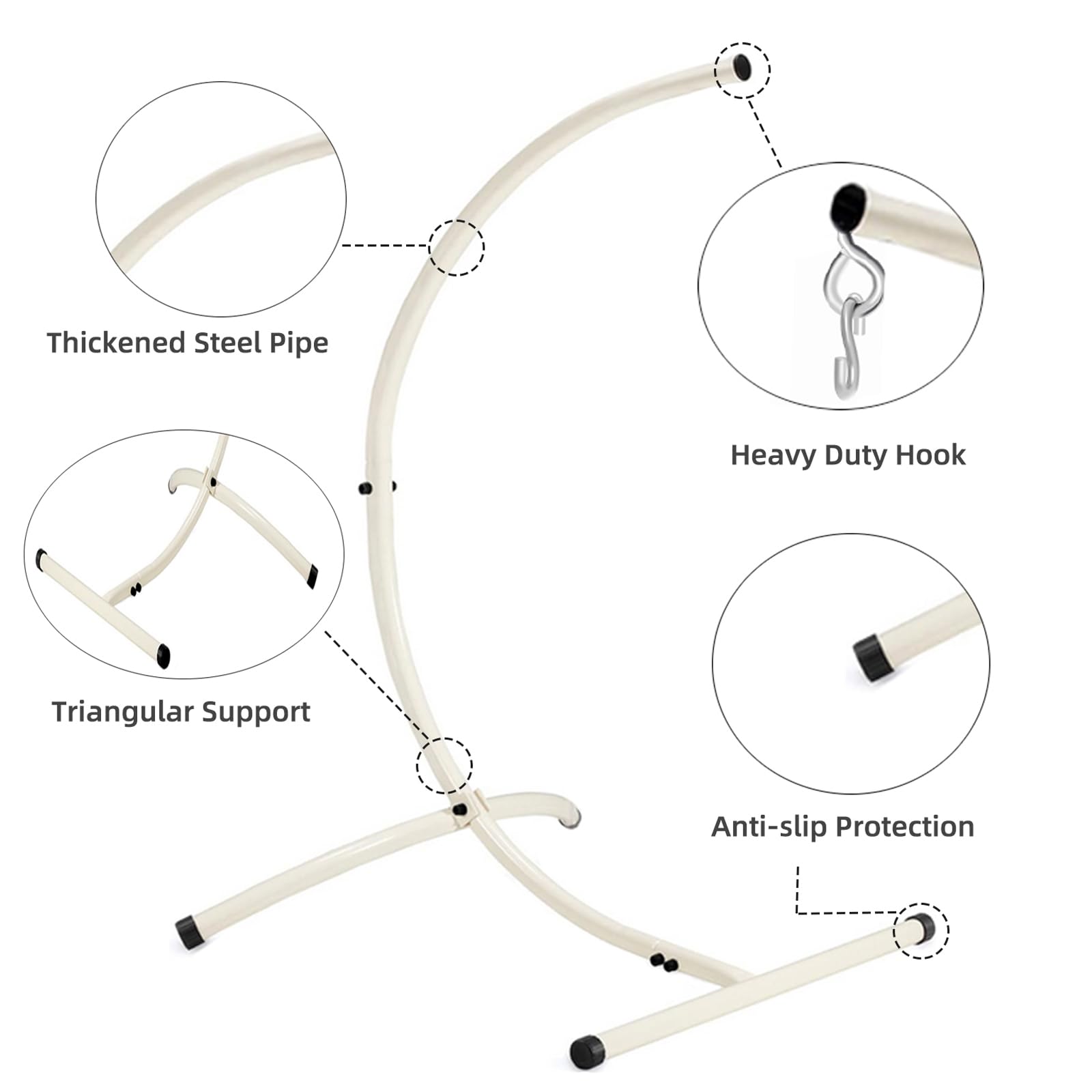 GOUTIME Hanging Chair Stand,C Hammock Chair Stand for Indoor Outdoor ...