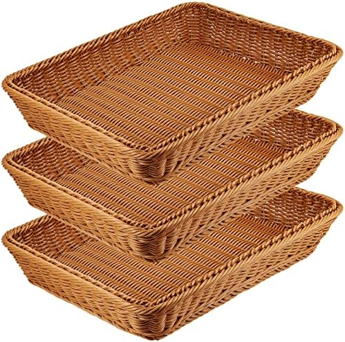 Amazon.com: 6 Pcs 17.7 Inch Poly Wicker Bread Basket Woven Bread ...