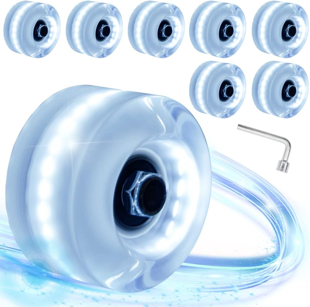 Amazon.com: Cosmos 4 Pack 64mm Light Up Inline Skate Wheels Flash ...