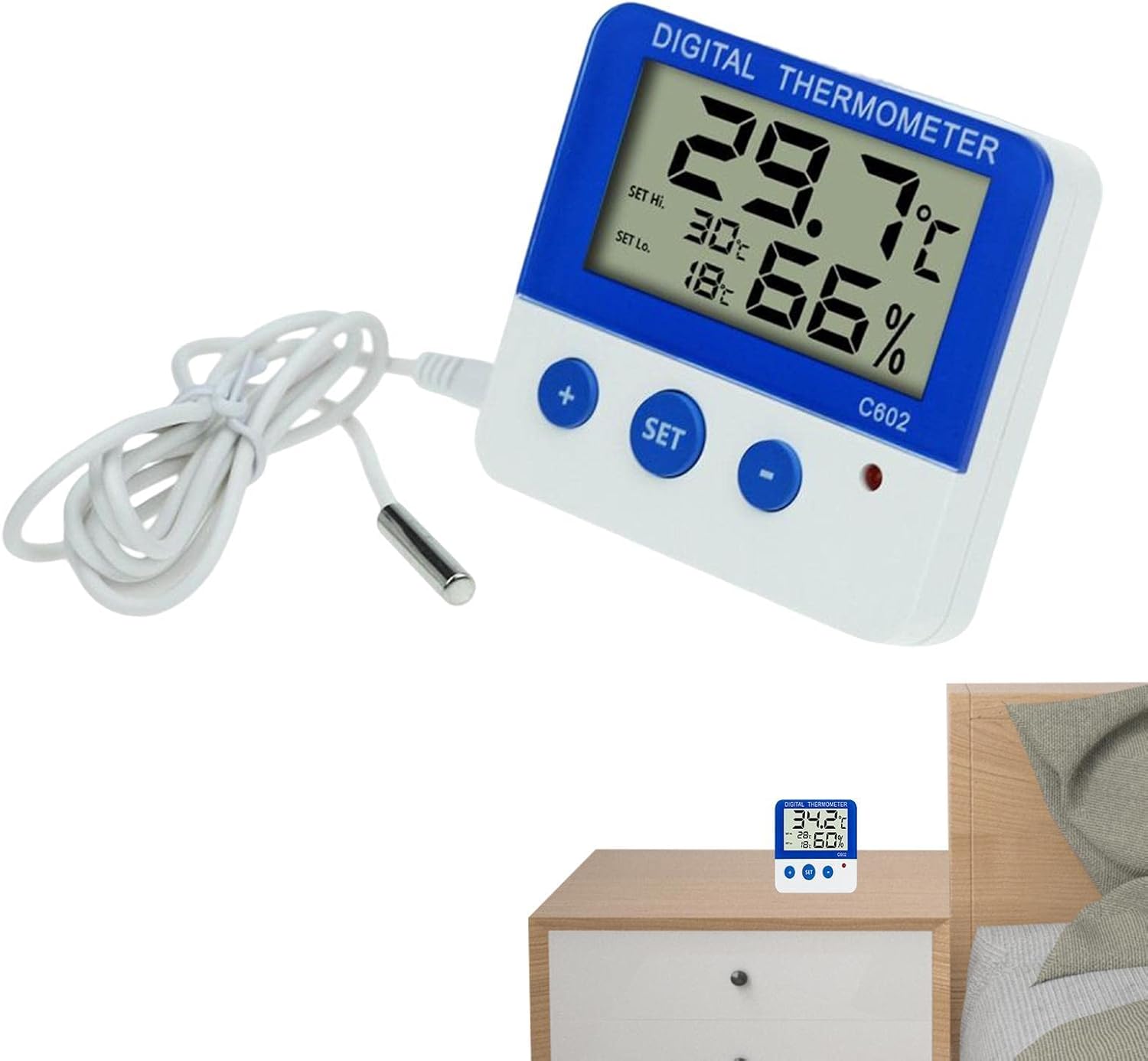 Amazon.com: LOKOO Temperature Humidity Monitor - LCD Digital Hygrometer ...