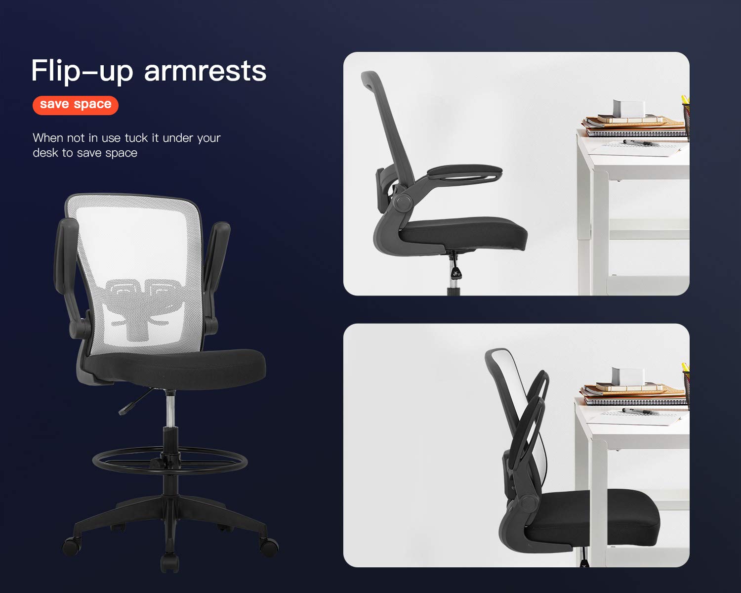 Snapklik.com : BestOffice Drafting Chair Tall Office Chair Adjustable ...