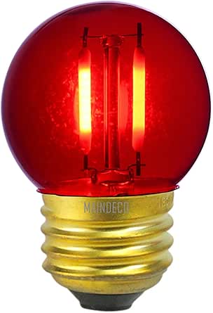 MAINDECO G40 Red Color Bulb,E26 Base,1W Mini Globe LED Bulb, Low Light ...