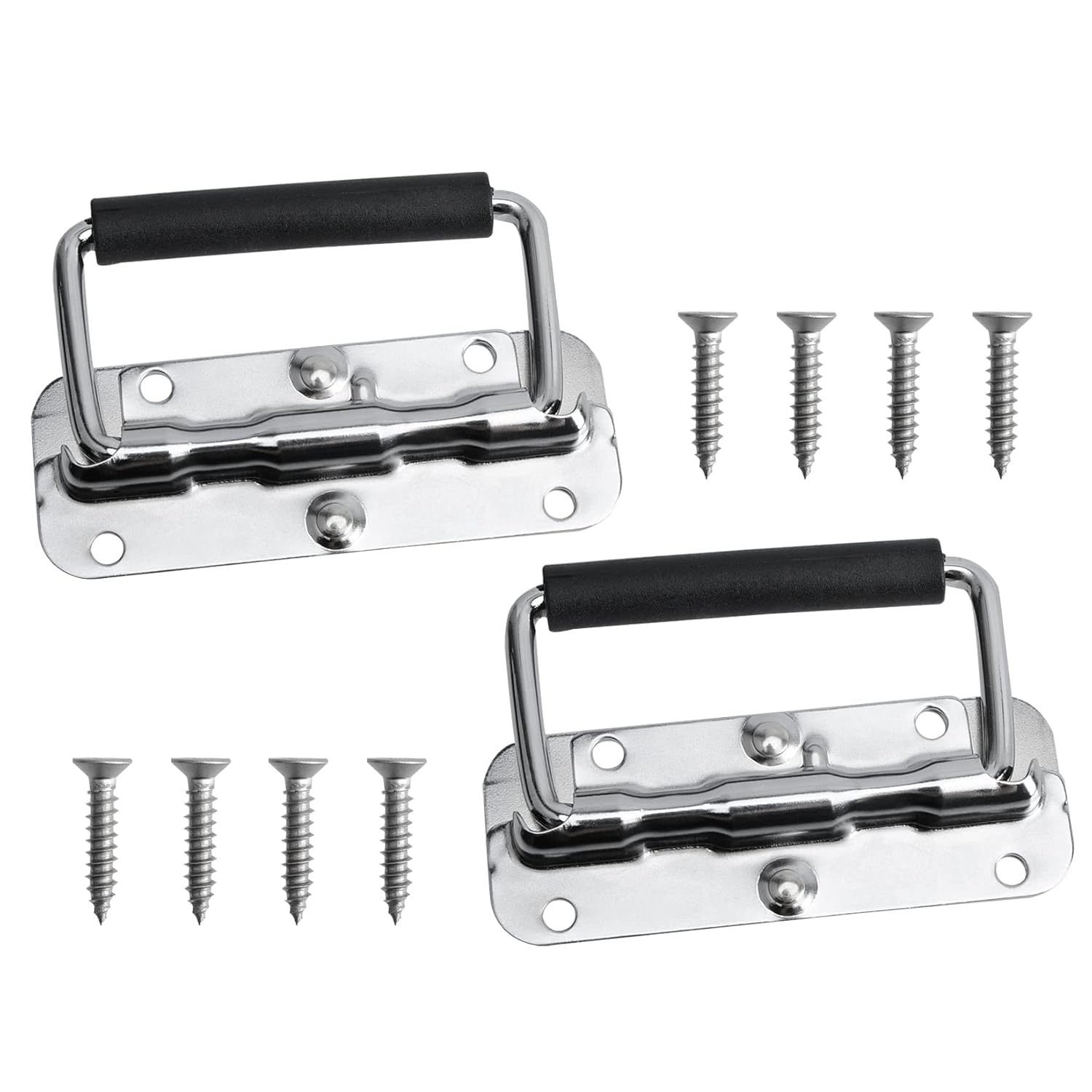 2pcs Stainless Spring Folding Handle, with Rubber Grip Metal Lifting ...