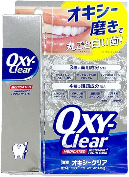 Amazon | OXY-clear オキシークリア 歯磨き粉 30g セルフ ホワイトニング 自宅 チューブ オーラルケア 口臭 対策 口腔ケア 薬用 歯周病対策 ケア 黄ばみ 着色汚れ ...