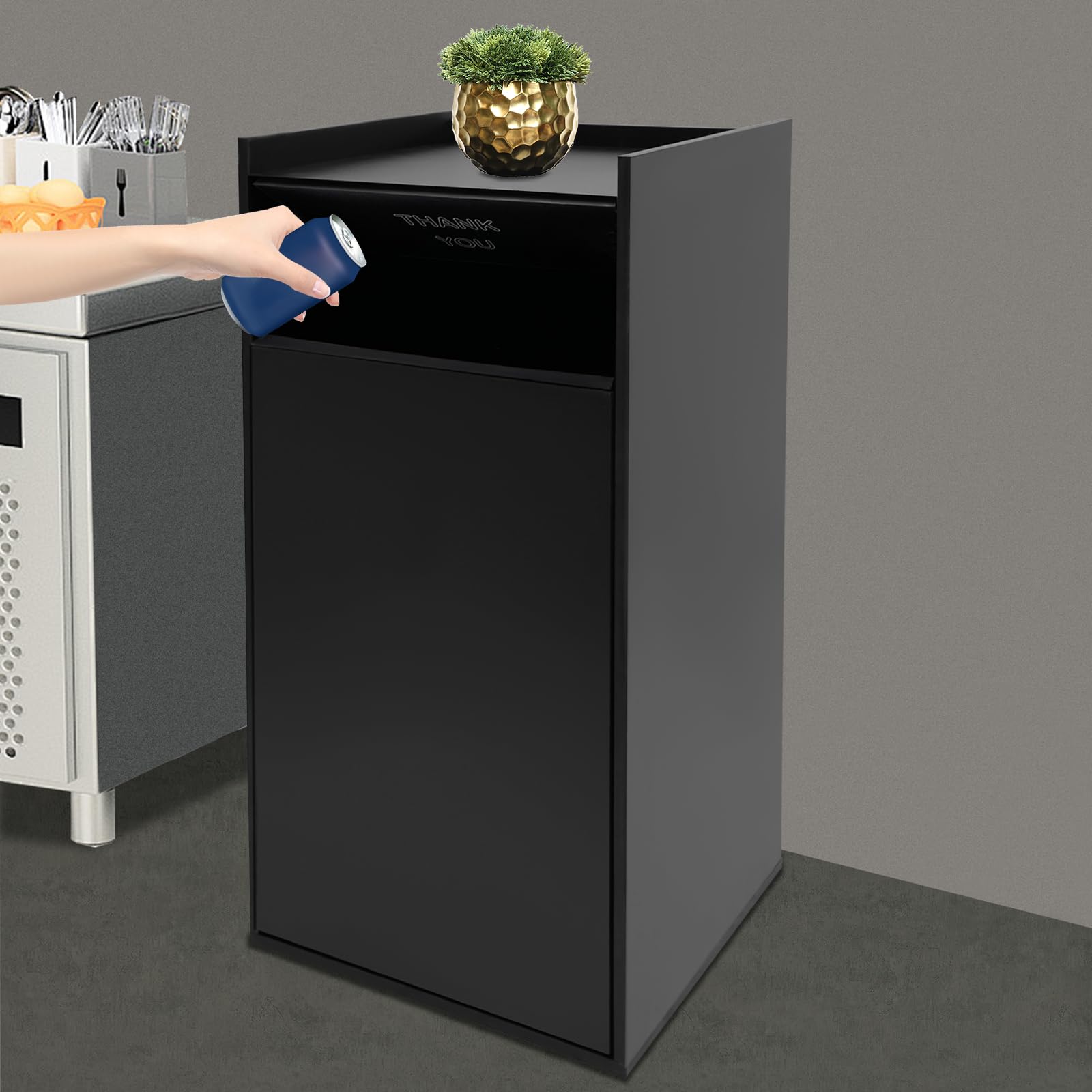 Cafeteria Trash Receptacles Wooden Garbage Can Holder Restaurant Trash