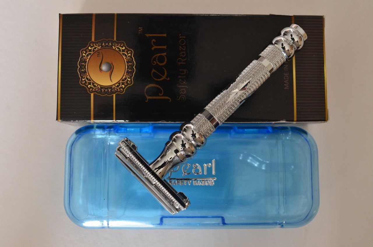 Amazon.com: Pearl Butterfly Safety Razor, Heavy Chrome Knurl Handle ...