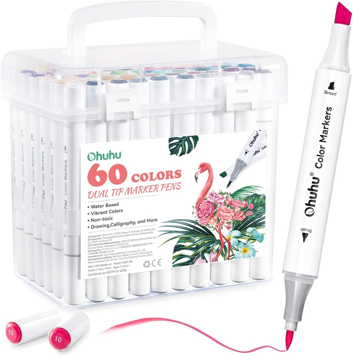 Ohuhu Markers Paper-friendly Water-based Coloring Markers 60 Colors ...
