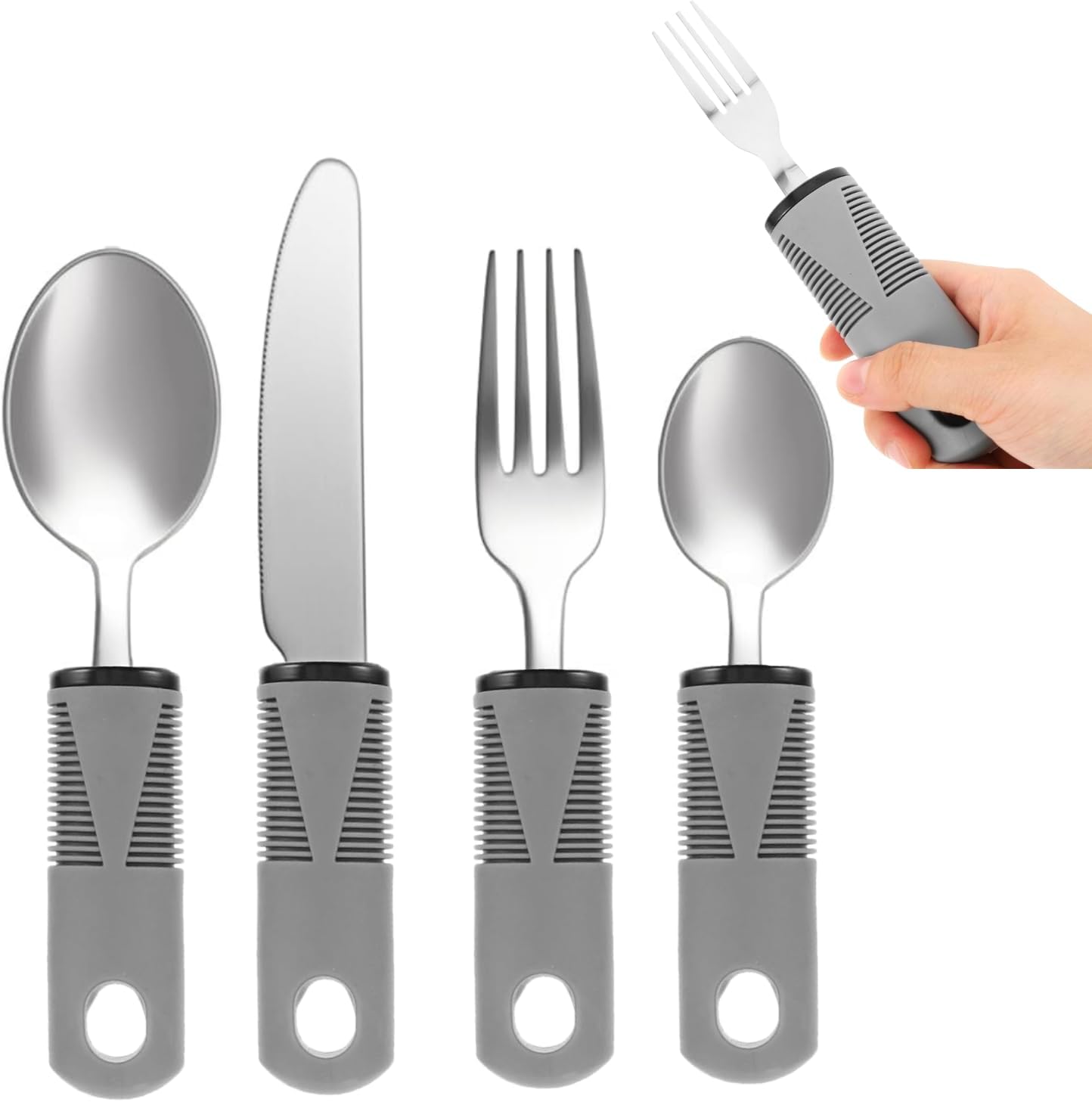 Easy Grip Cutlery Set 4PCS, Extra Wide Handles Disabled Aids Adaptive ...
