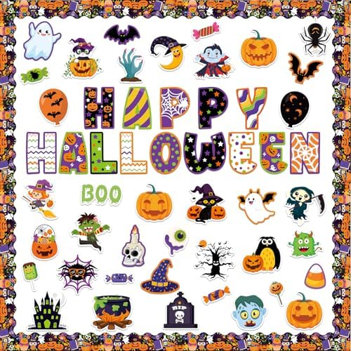 Amazon.com: Ozepao 81 Pcs Halloween Cutouts Bulletin Board Decoration ...