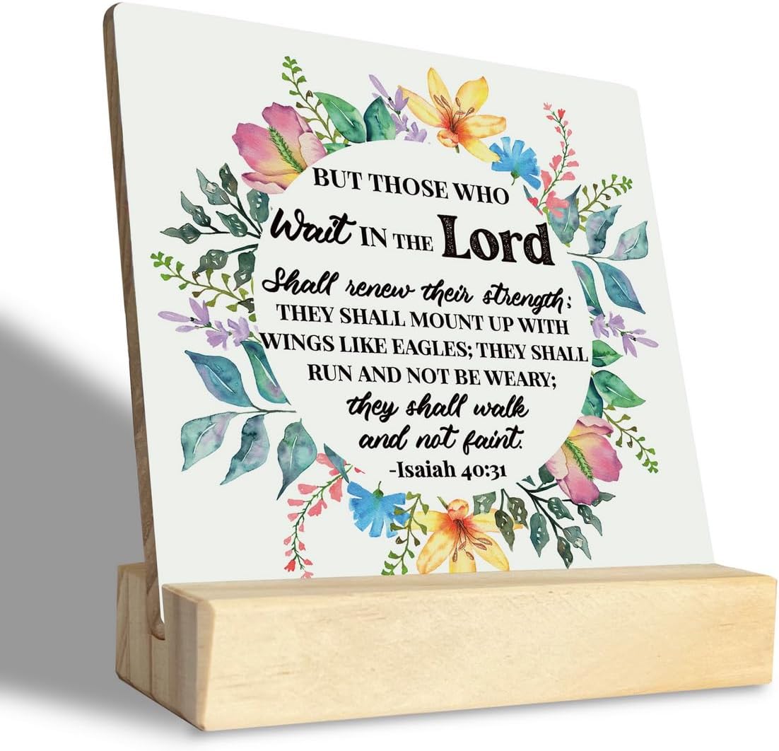 Amazon.com: Christian Plaque, Plaques Gift with Wooden Stand, Table Art ...