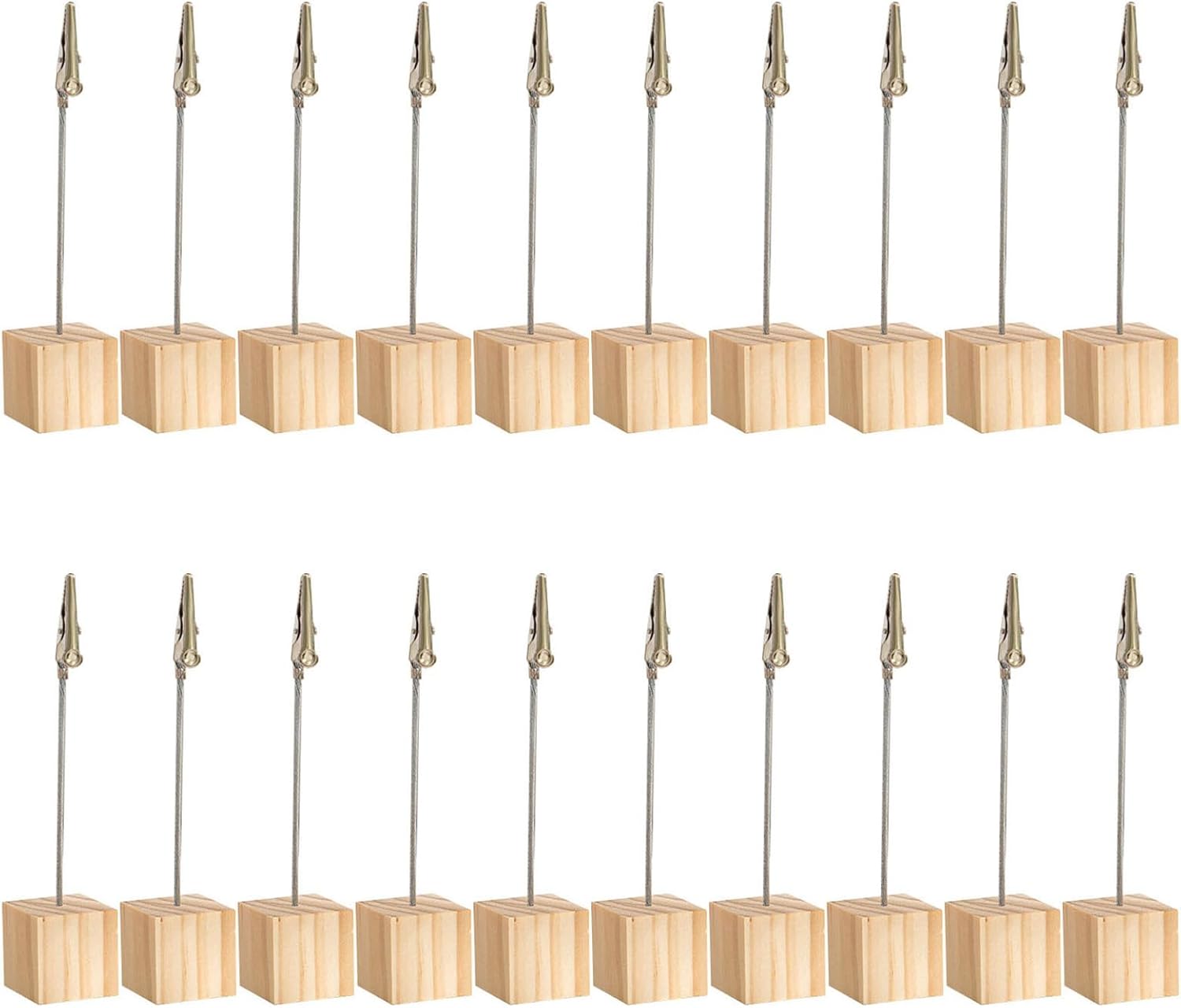 20Pcs Wooden Memo Clips Holder, BetterJonny Wooden Base Memo Photo ...
