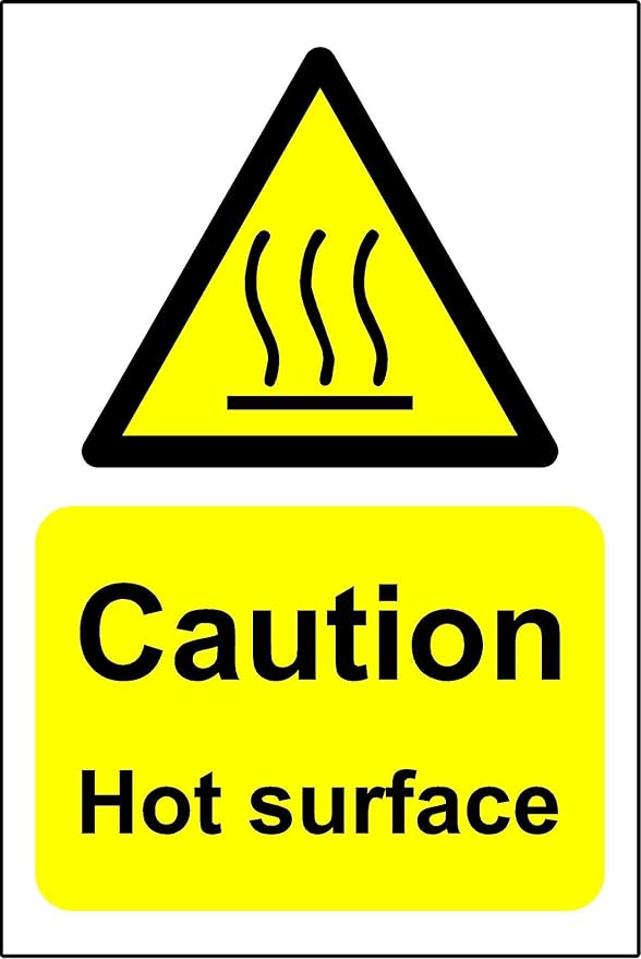 Caution hot surface Safety sign - 1.2mm Rigid plastic 300mm x 200mm ...