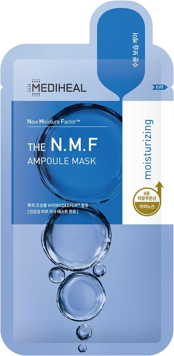 MEDIHEAL N.M.F Aquaring Ampoule Mask EX. 10 Masks, Face Mask Sheet with NMF, Hyaluronic Acid ...