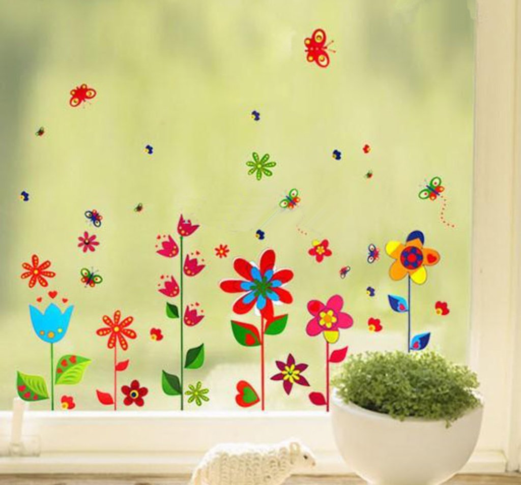 Decals Design 'Colorful Fun Flowers' Wall Sticker (PVC Vinyl, 70 cm x ...