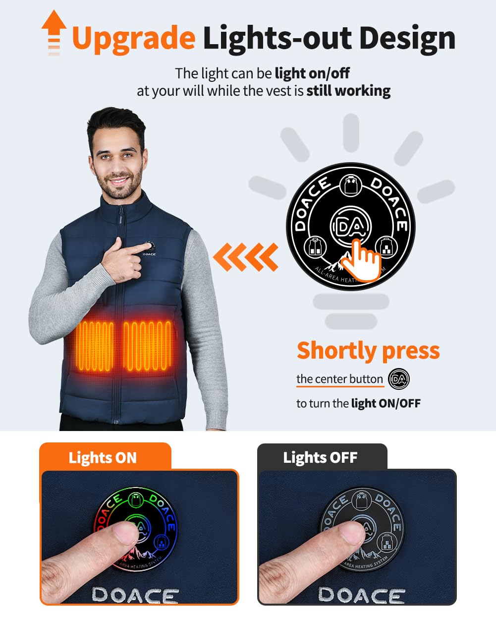 Snapklik.com : Heated Vest For Men, Lights-out Design, Smart Electric ...