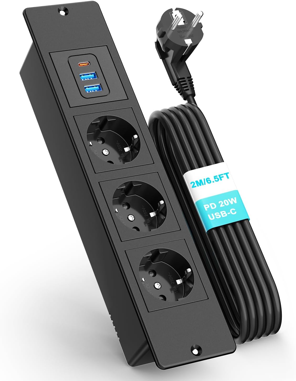 Tischsteckdose 3 Fach USB C PD 20W, Ohuo Einbau Steckdosenleiste 3-Fach ...