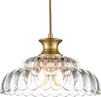 HYDELITE Vintage Glass Pendant Lights Kitchen Island Gold Pendant Light ...